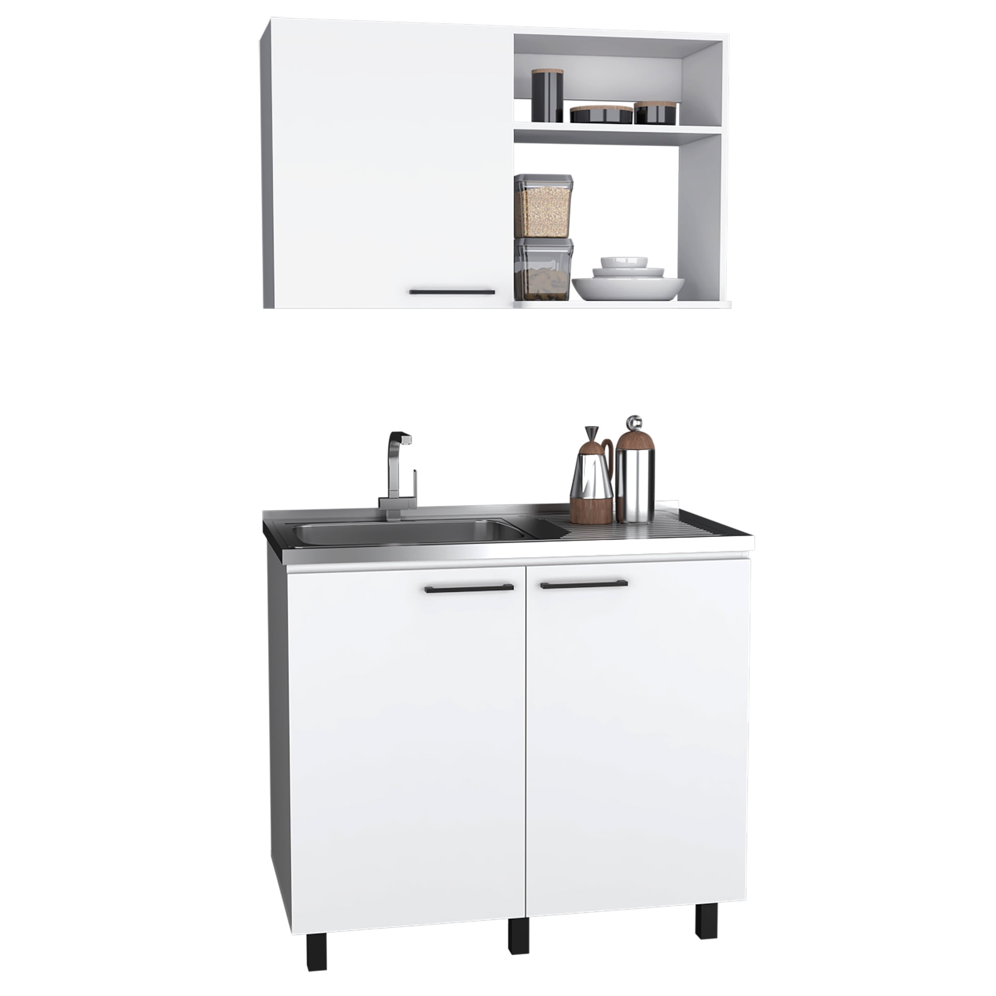 2 Kitchen Configuration - White Wall Cabinet & Utility Sink. Easy ...