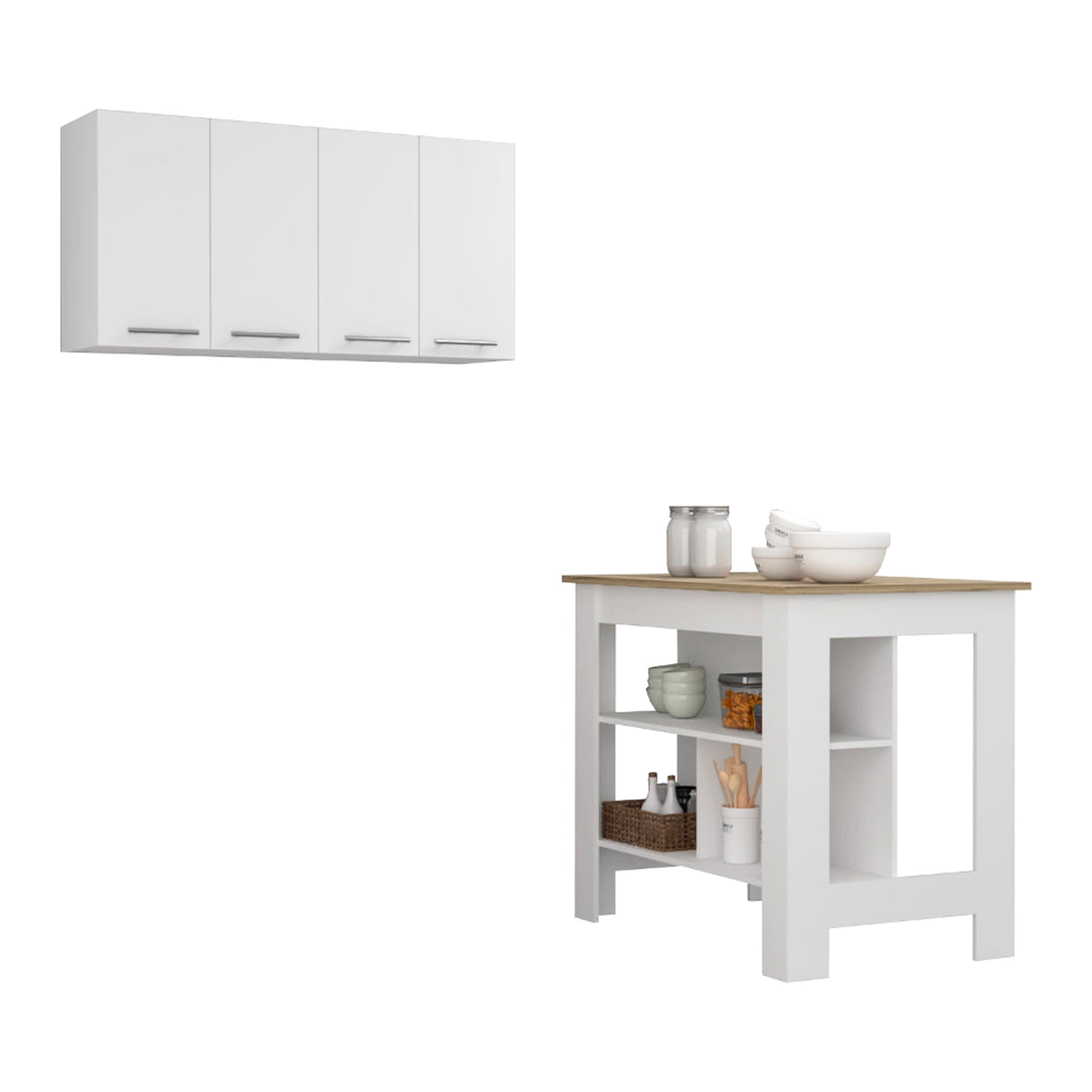2 Kitchen Furniture . White/ Oak. Island With Feature & Storage Options ...