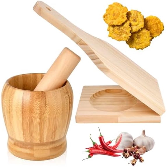 2 Kitchen Tools Including Mortar and Pestle Set and Tostonera Plantain ...