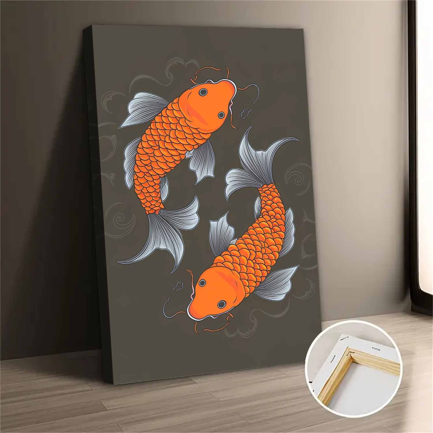 2 Koi Fish Abstract Canvas Wall Art Print - Walmart.com