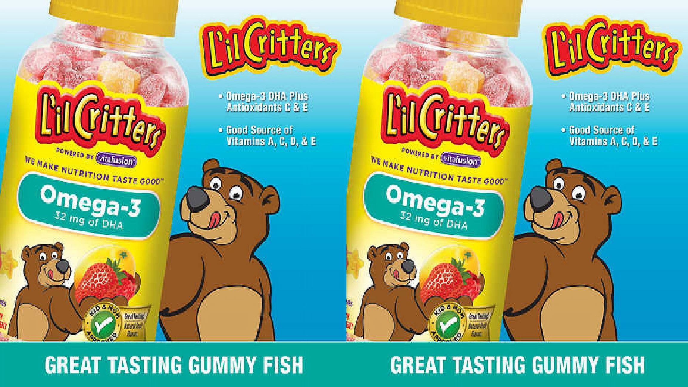 2 L’il Critters Kids Omega-3 DHA, Gummy Fish 220 Each ! Lemonade ...