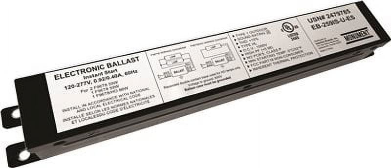 2-LAMP ELECTRONIC FLUORESCENT BALLAST, INSTANT START, 120 / 277 VOLTS ...