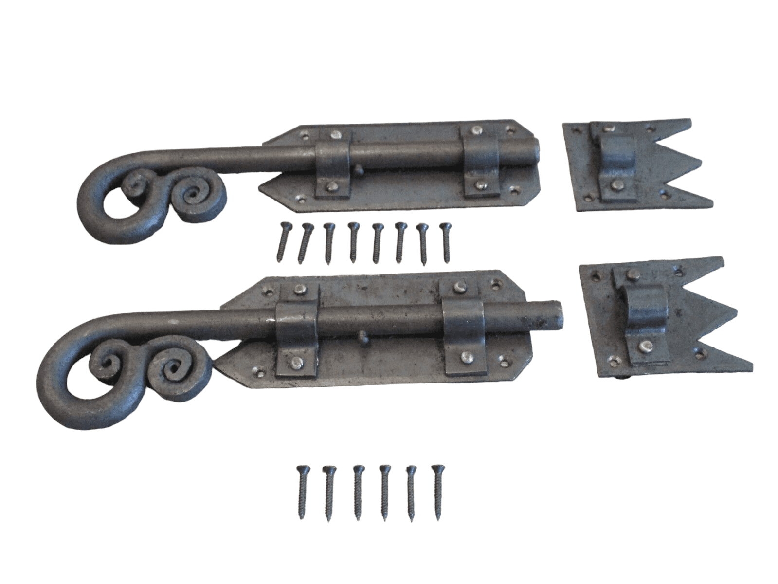 2 LARGE IRON LATCH AND BOLT SLIDING DOOR LOCKS BARN CABINET DRAWER HAND ...