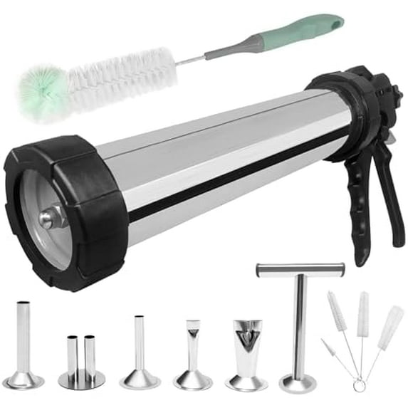 2 LB Stainless Steel Sausage Stuffer Kits,Beef Jerky Gun,Jerky Gun ...