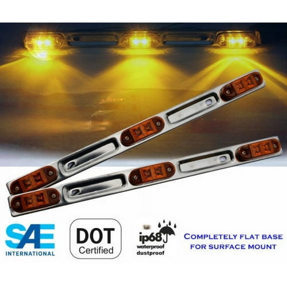 2 LED 16" Sealed Identification Amber Light Bar for Truck Trailers FAST ...