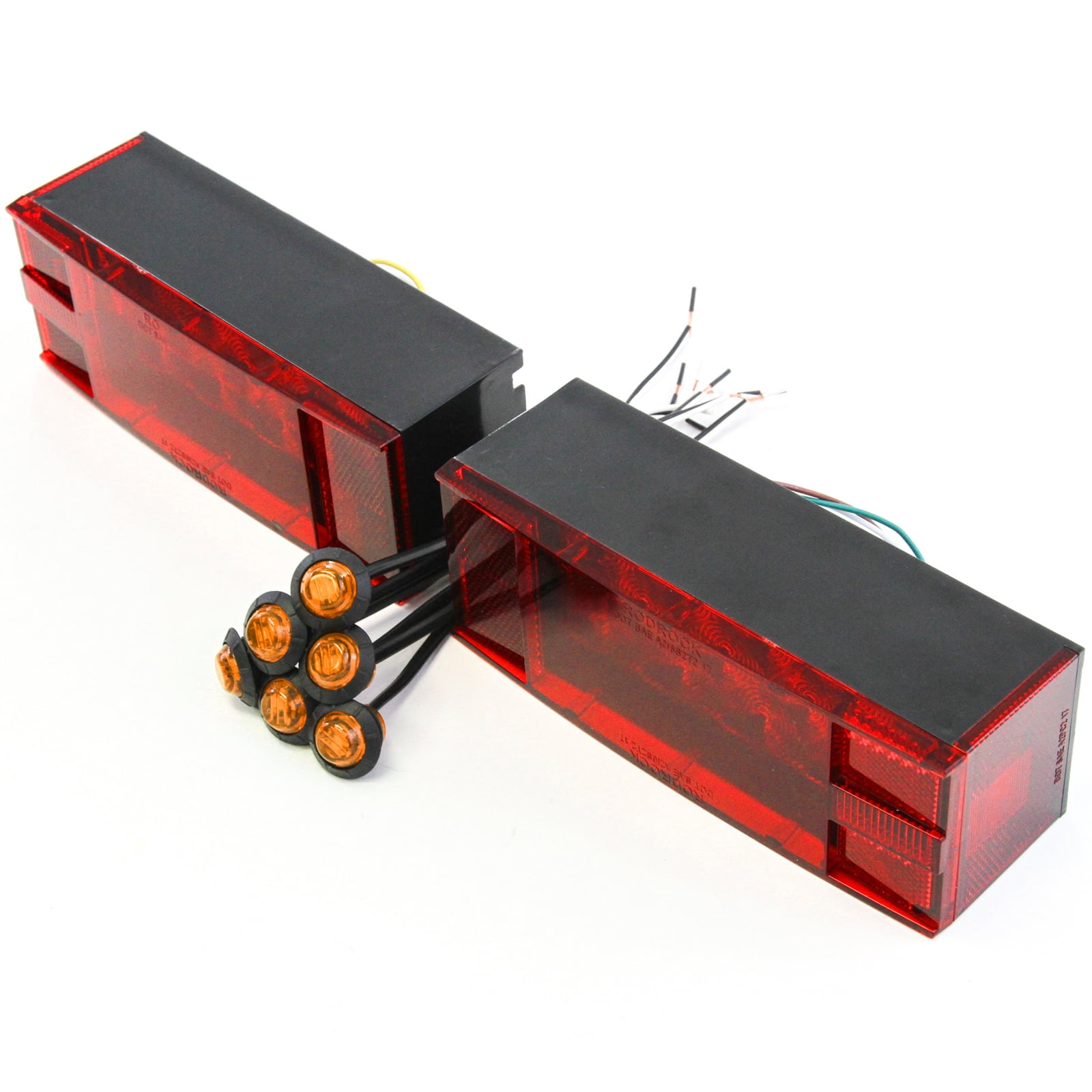 (2) LED Submersible Combination Trailer Tail Lights Boat & (6) Amber ...