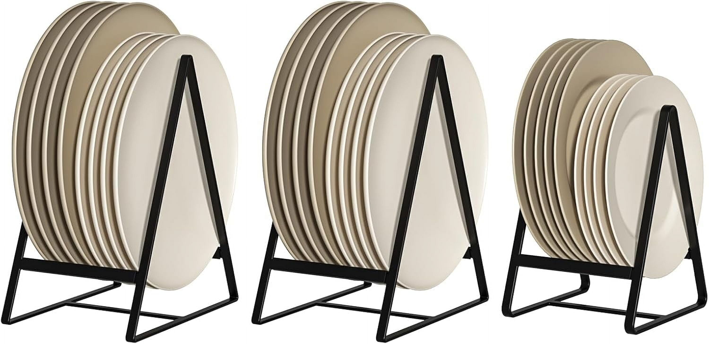 2 Large 1 Small Triangle Plate Holders Organizers Upright Cabinet Dish ...