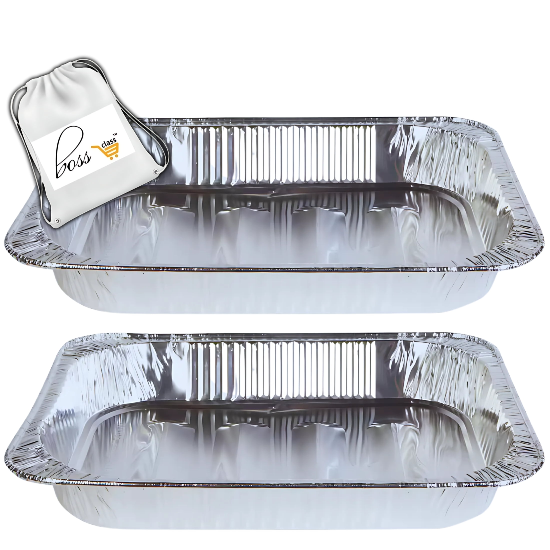 (2) Large Aluminum Foil Roaster Pans, 18x13.5 Inches Heavy-Duty ...