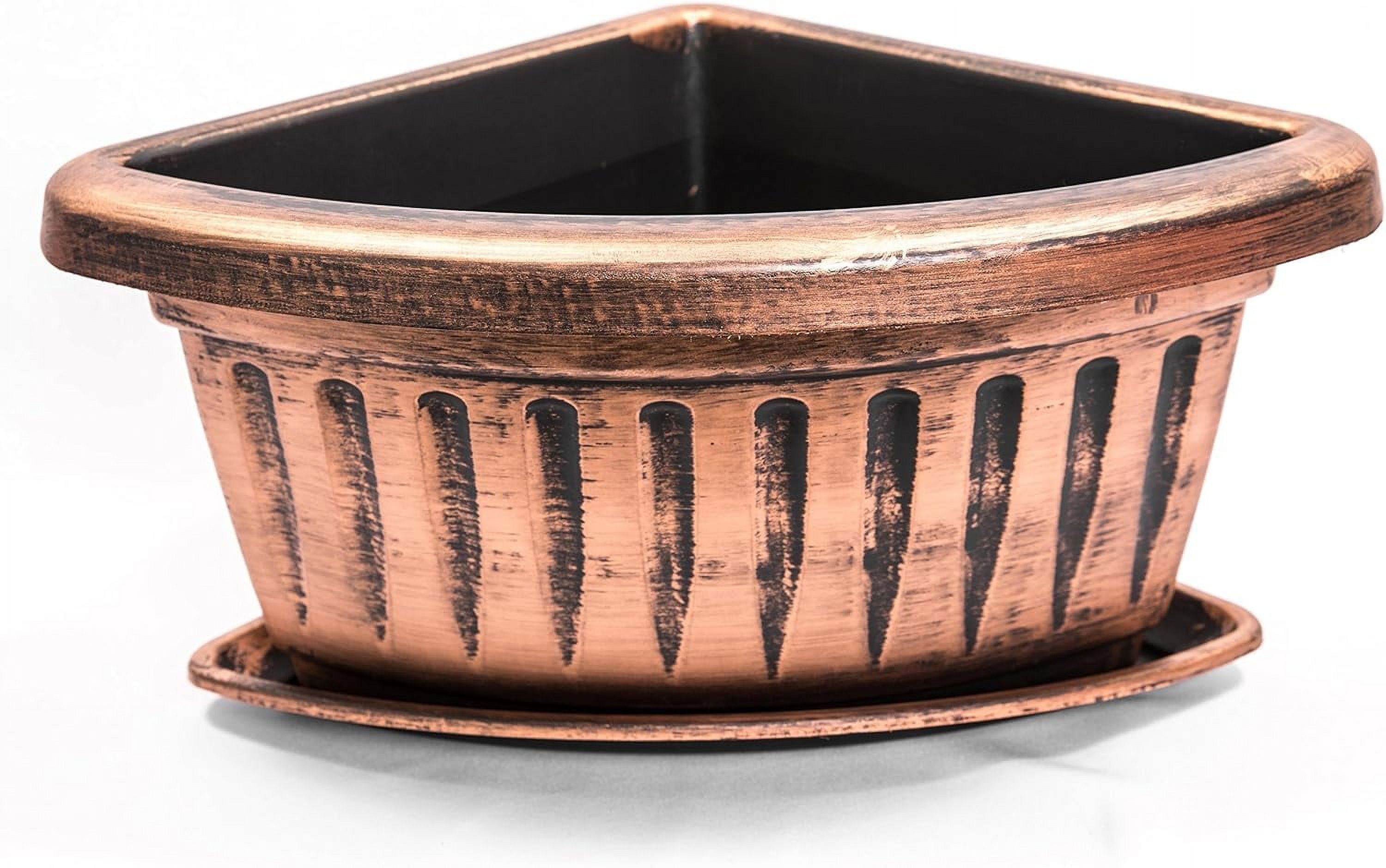 2 Large Corner Triangle Planters with 2 Saucers Fancy Victorian Rustic ...