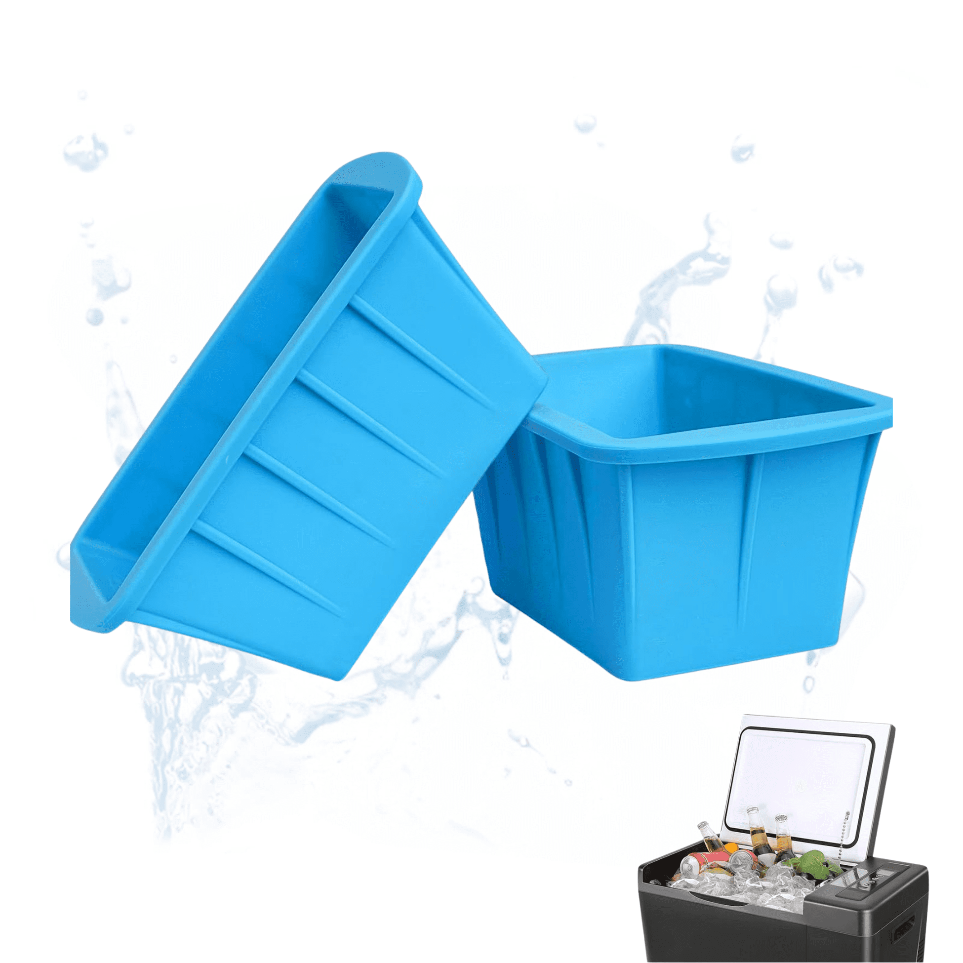 2 Large Cube Silicone Ice Tray, Silicone Ice Block Mould 4-Pound Extra ...