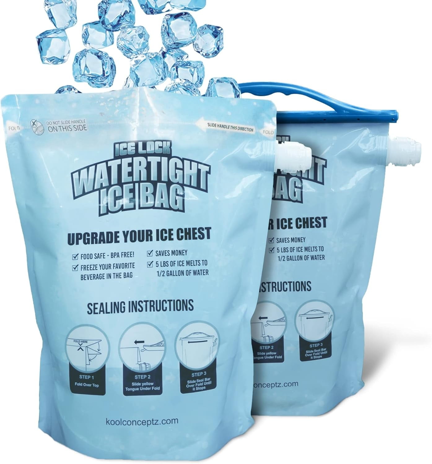 2 Large Leakproof Ice Bags. The Original Reusable Ice Pack For Coolers ...