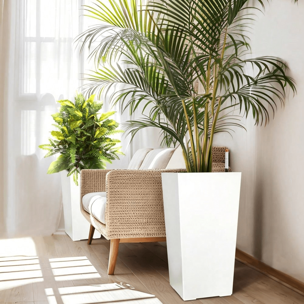 2 Large Modern Plant Pots With Drainage Holes&Water Level Monitor ...