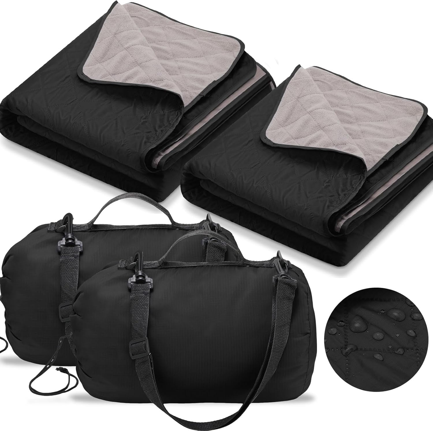 2 Large Outdoor Blanket 78'' x 55'' Quilted Windproof Waterproof Fleece ...