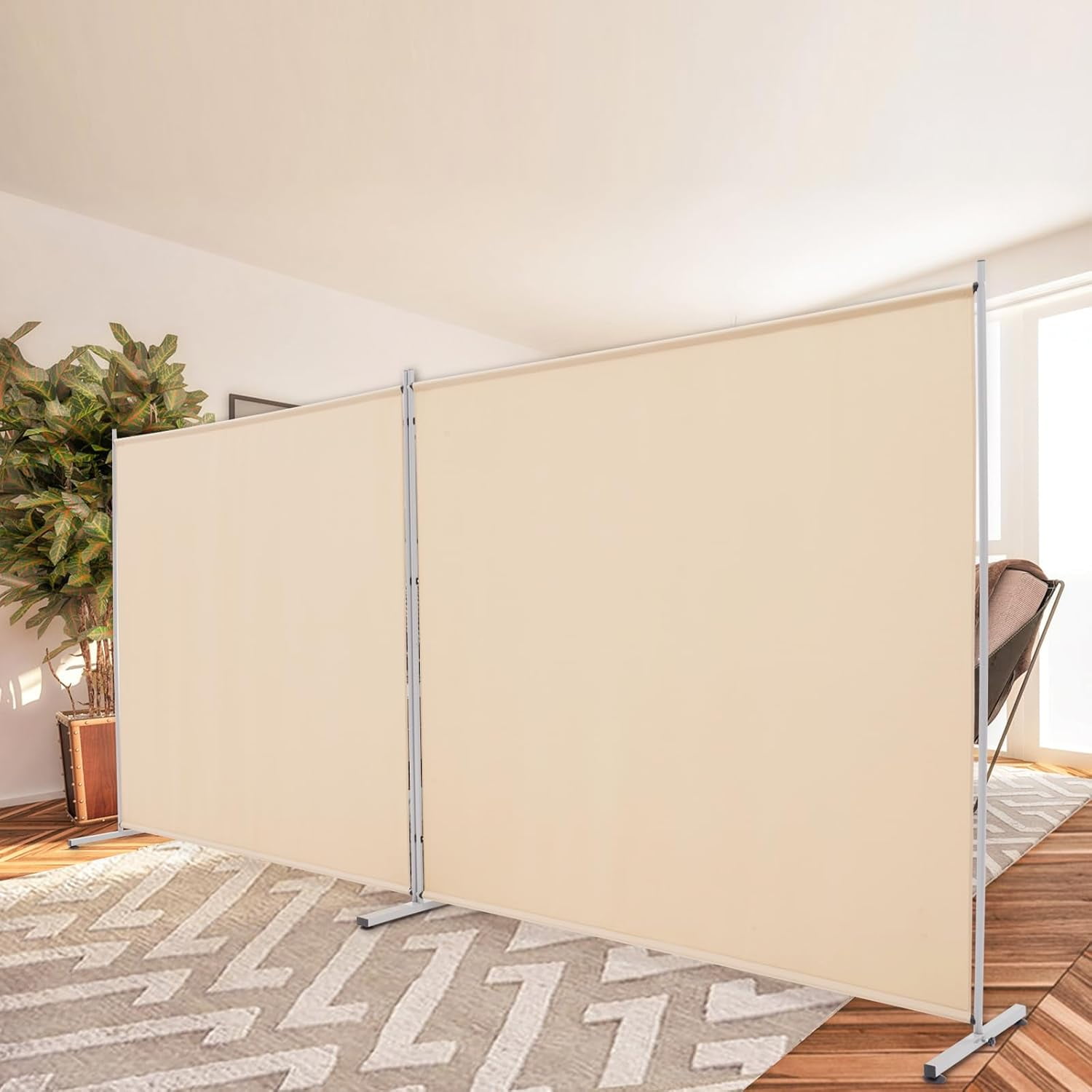 2 Large Panels Room Divider,Portable Office Divider,Convenient Movable ...