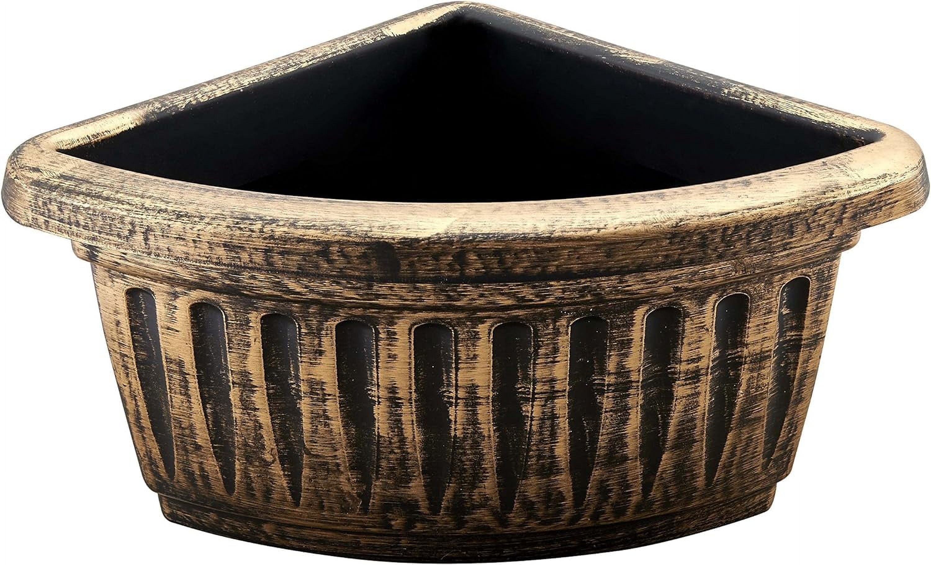 2 Large Triangle Planters Fancy Victorian Rustic Look with 2 Saucers ...