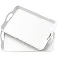 of 2 Large White Melamine Serving Tray with Handles, Rectangular ...