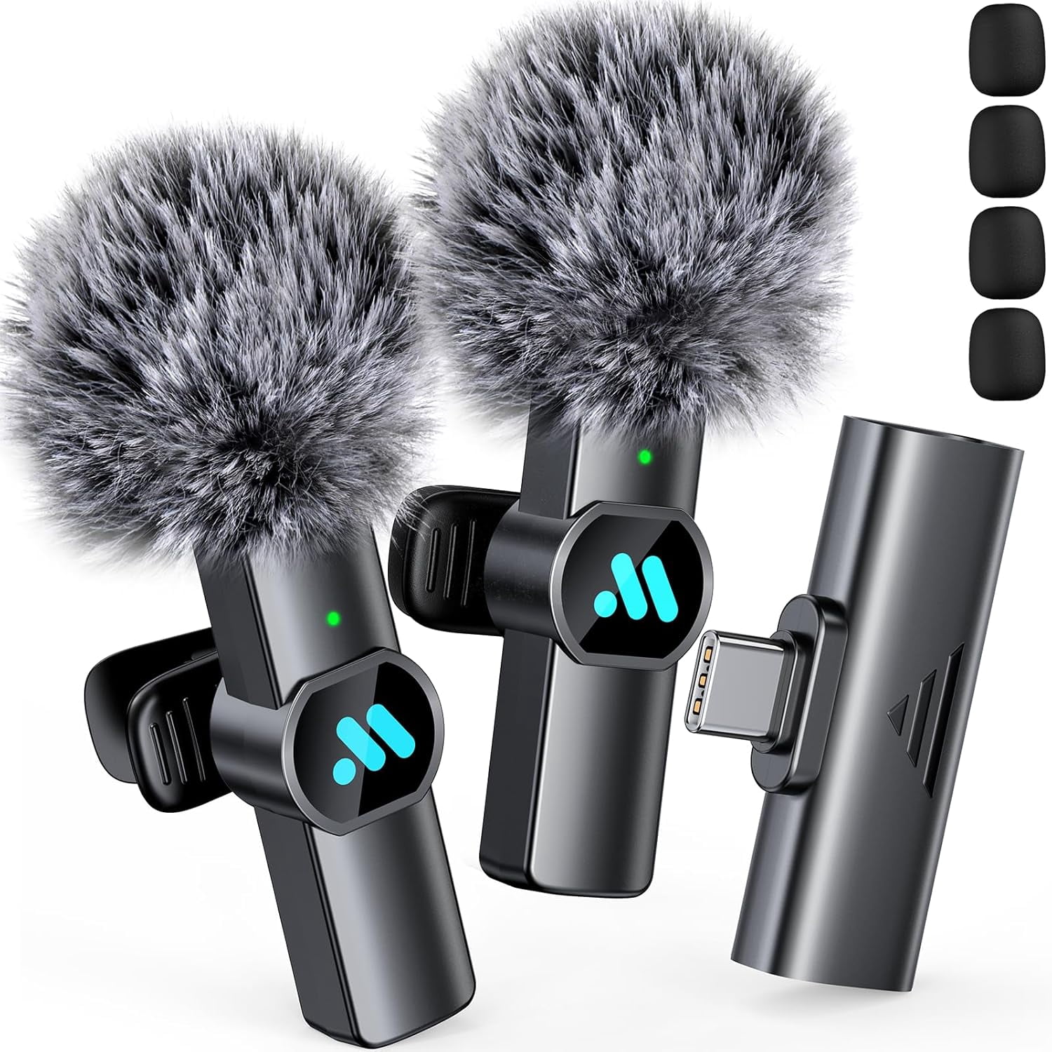 2 Lavalier Wireless Microphones for Video Recording, Mini Microphone ...