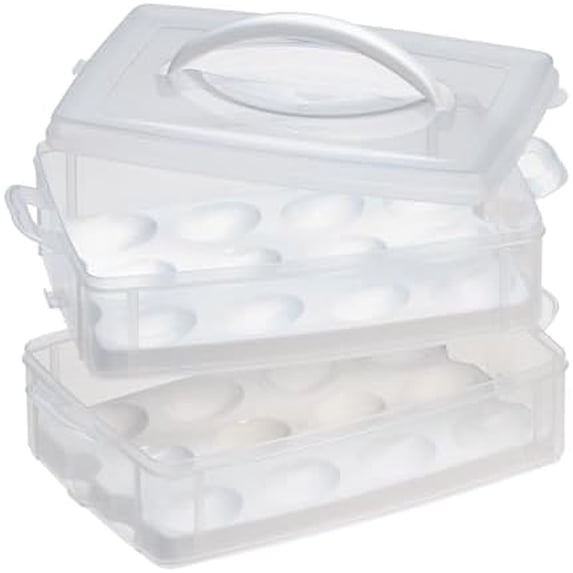 (2-Layer, 24 Eggs Plastic Detachable Deviled Egg Carrier Storage ...