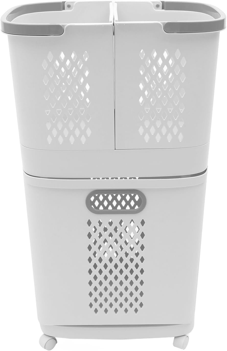 2 Layer 3 Movable Household Laundry Baskets, PP Laundry Hamper with ...