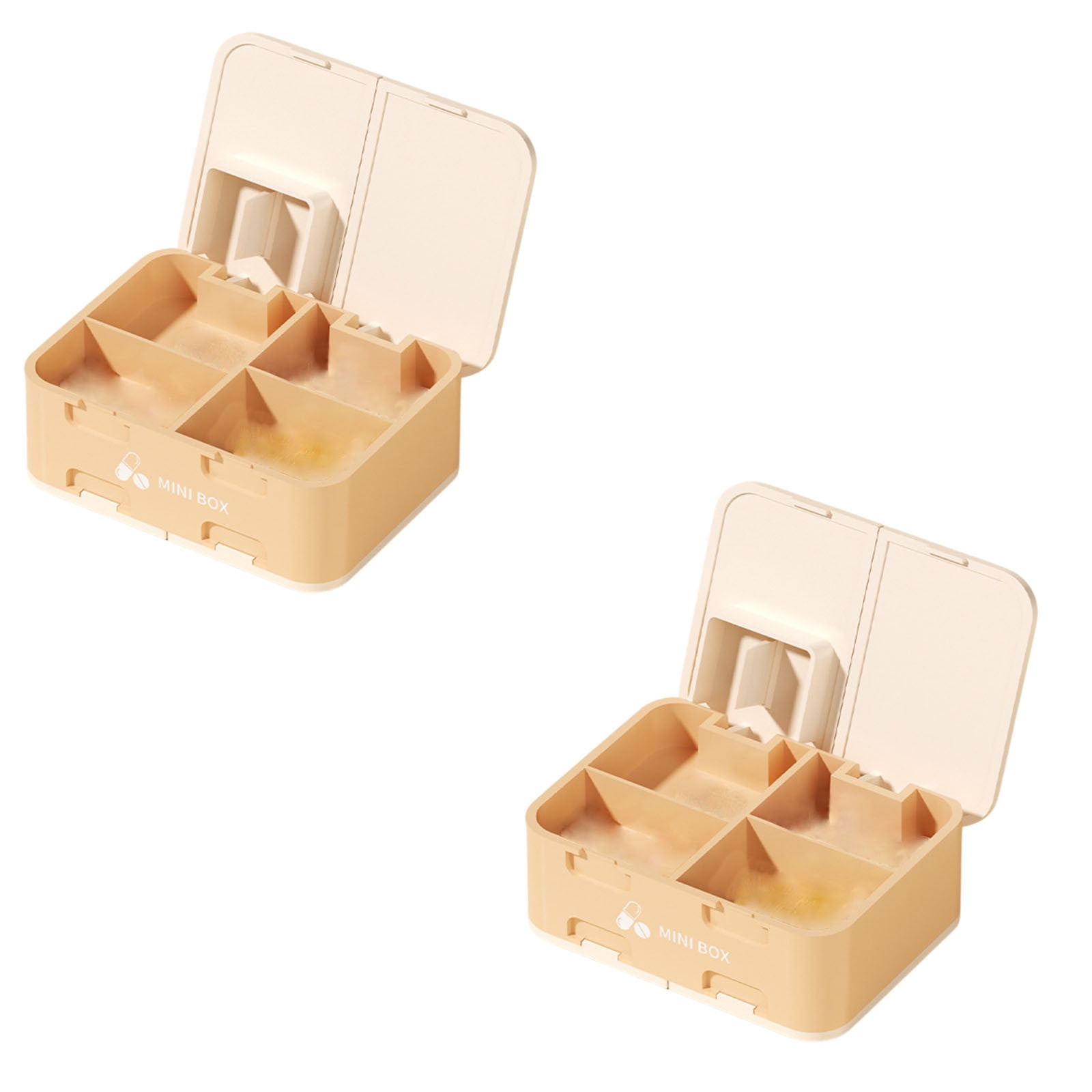 2-Layer 4-Compartment Pill Organizer Portable Plastic Medicine Box ...