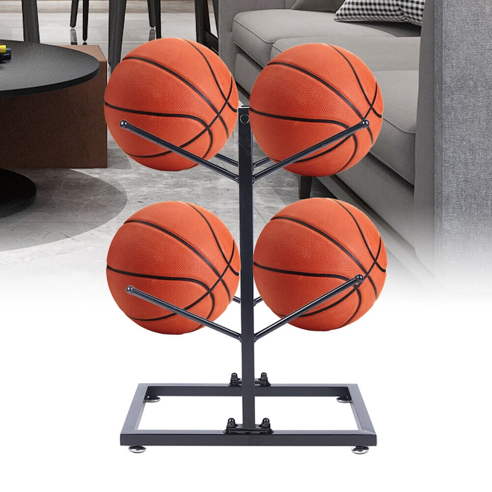 2-Layer Ball Storage Rack Basketball Organizer Football Volleyball ...