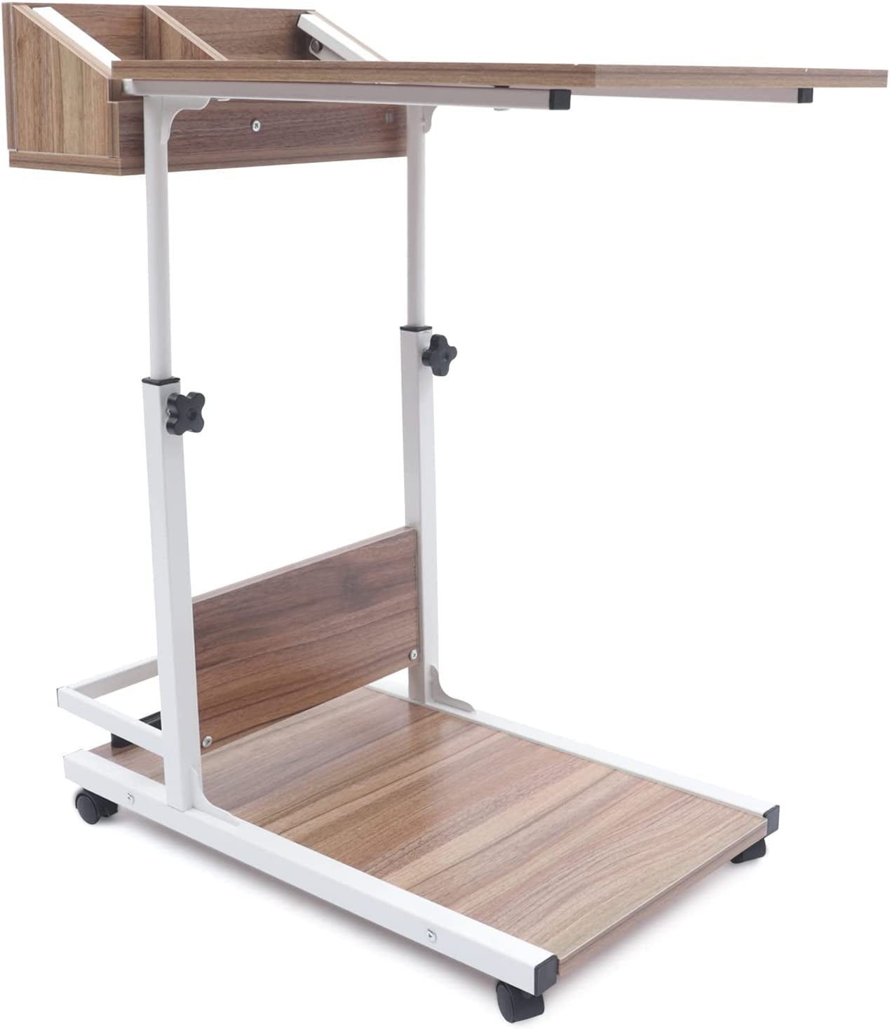 2-Layer C-Shaped Movable Snack Table Sofa Side Tray Bedside End Table W ...