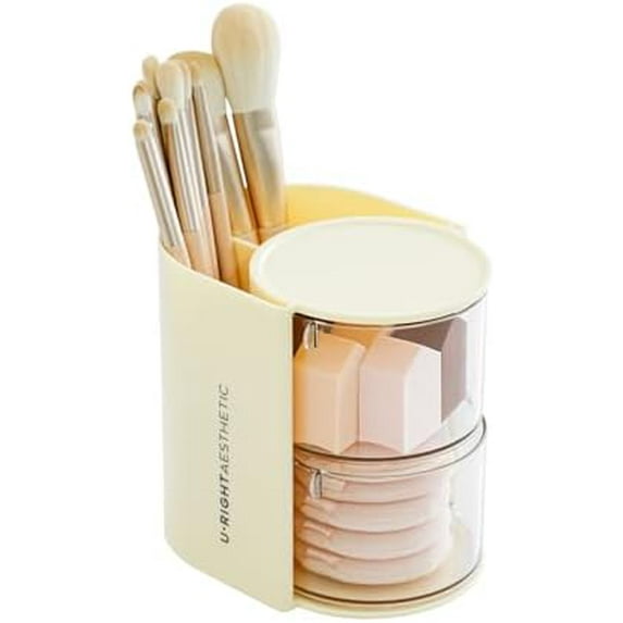 2-Layer Clear Hair Accessories Organizer with Hair Brushes Holder ...