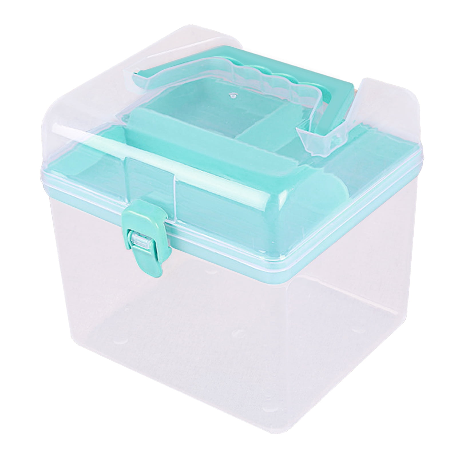 2 Layer Clear Plastic Dividing Storage Box with Removable Tray ...