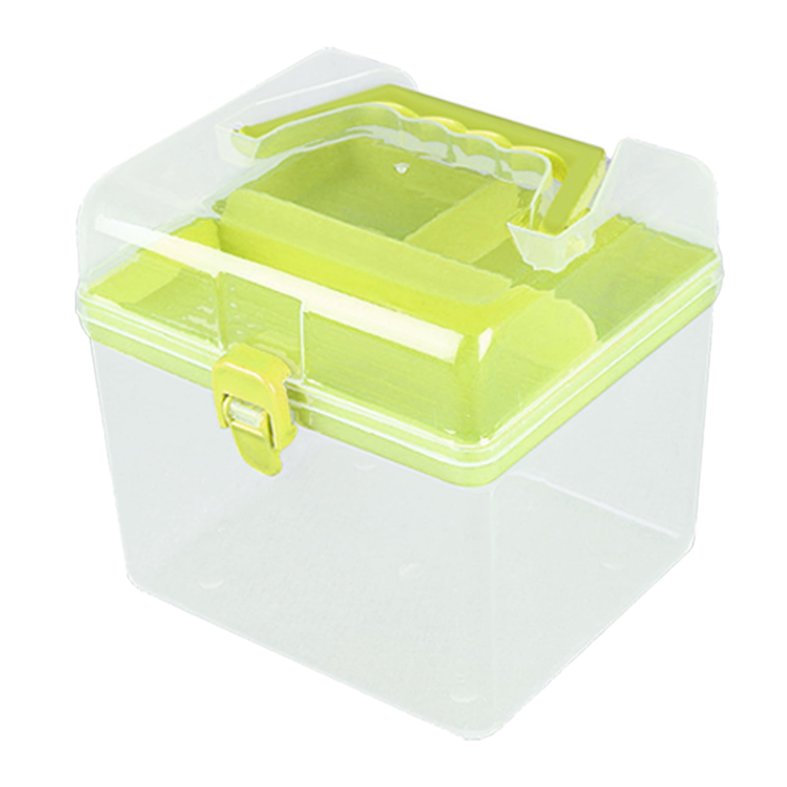 2 Layer Clear Plastic Dividing Storage Box with Removable Tray ...