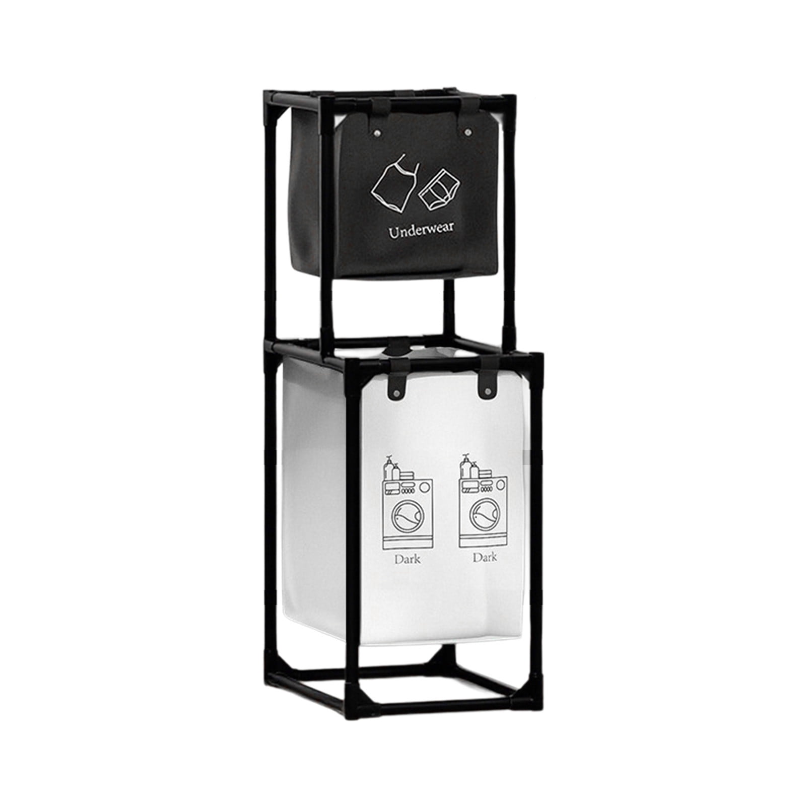 2-Layer Dirty Clothes Basket Rack with Stainless Steel Frame, Bathroom ...