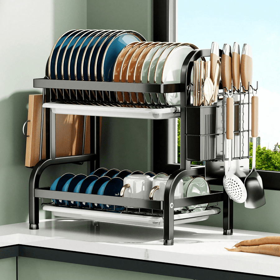 2-Layer Dish Rack, Dish Drying Rack,Kitchen Organizers And Storage Rack ...