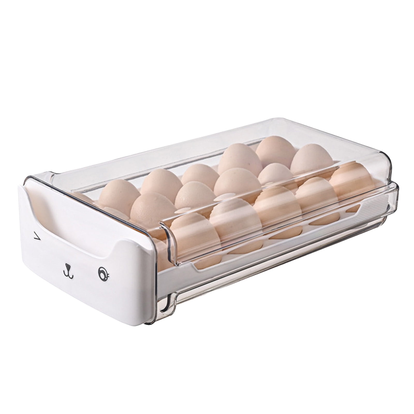 2 Layer Egg Holder for Refrigerator 40 Eggs Drawer Organizer with Handle Stackable Transparent ...