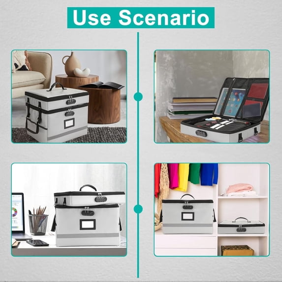 2 Layer File Box with Lock, Portable Document Organizer Box with Handle ...