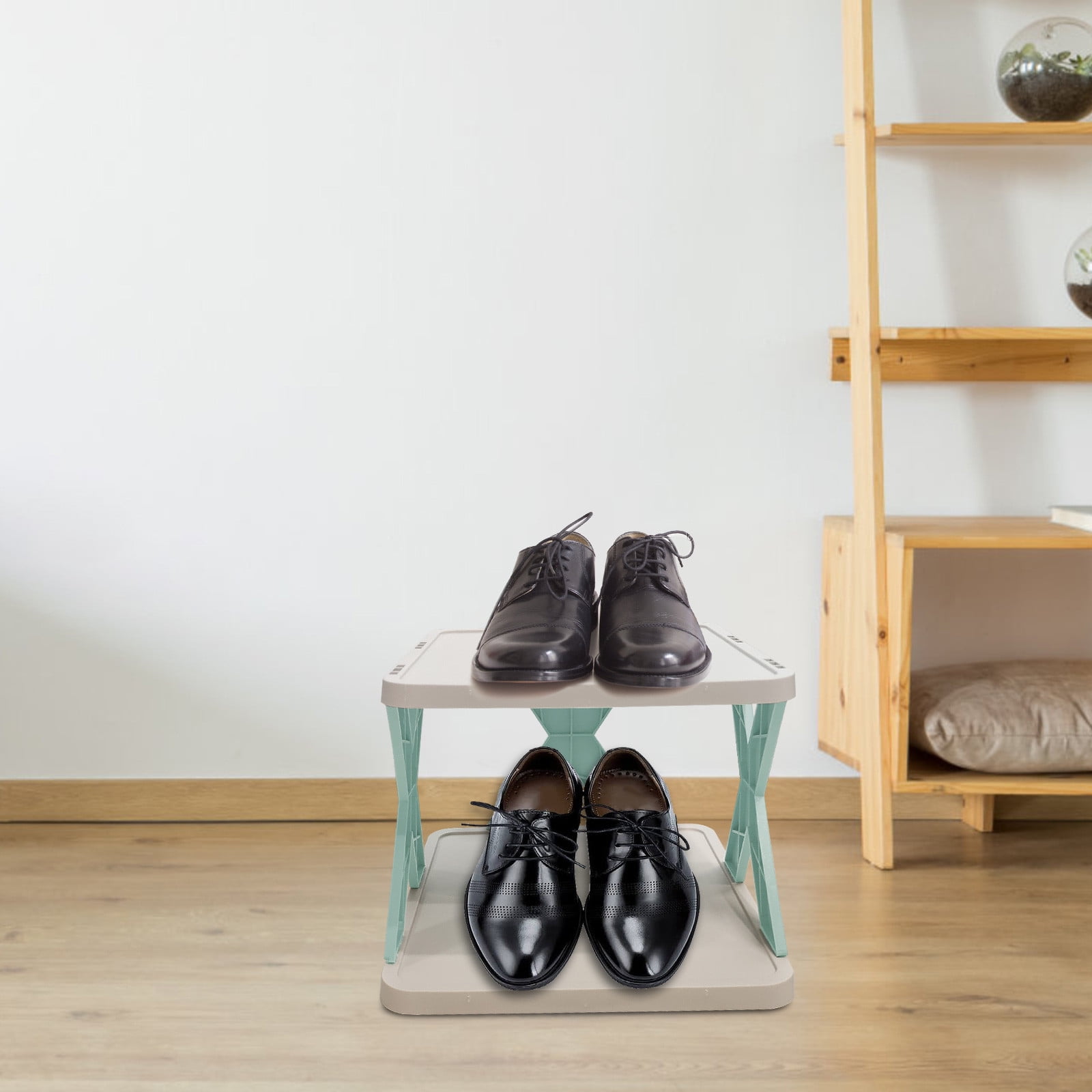 2-Layer Foldable Vertical Shoe Rack Narrow Shoe Organizer For Space ...