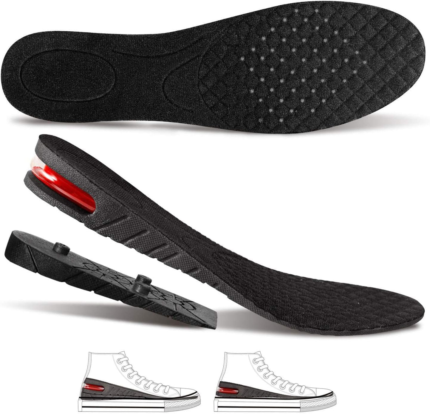 2-Layer Height Increase Insoles for Men, Shoe Height Inserts to Make ...