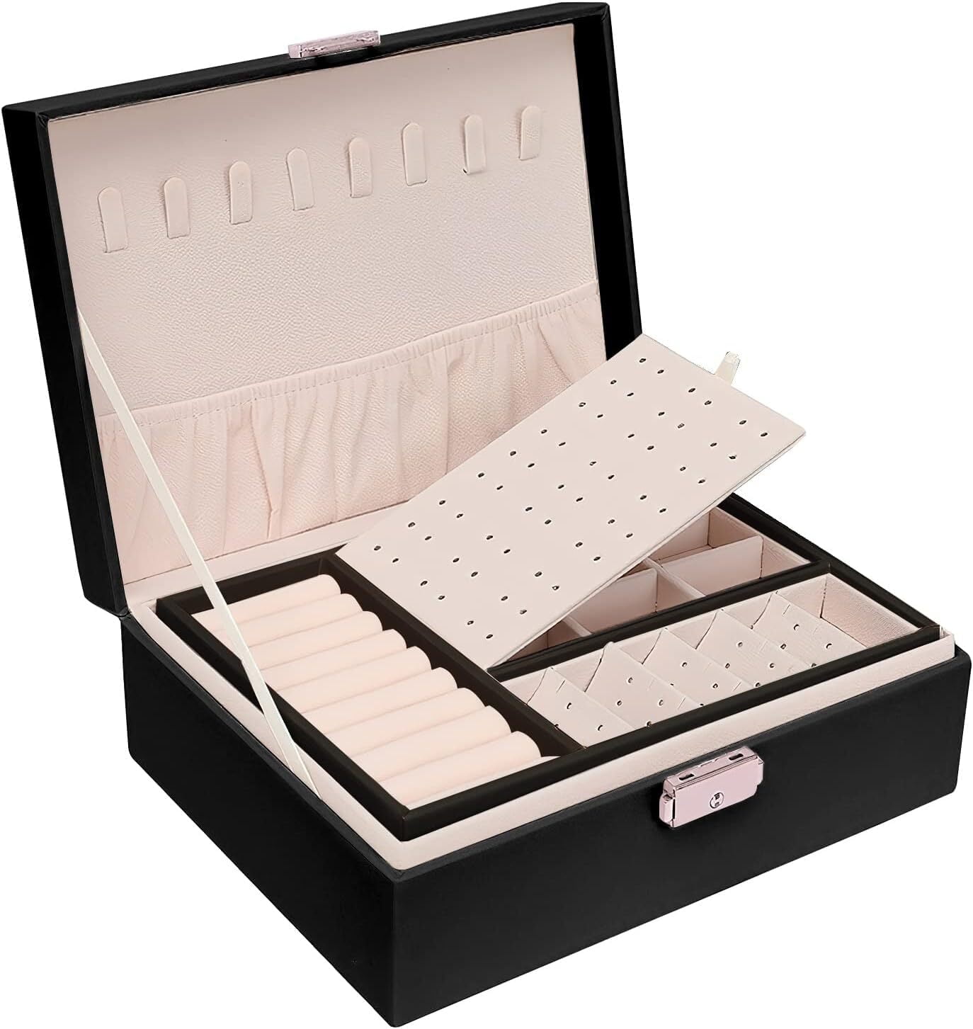 2 Layer Jewelry Box Large Jewelry Organizer for Women GoXteam Removable ...