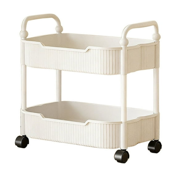 2 Layer Kitchen Storage Cart with Armrests, Bathroom and Living Room ...