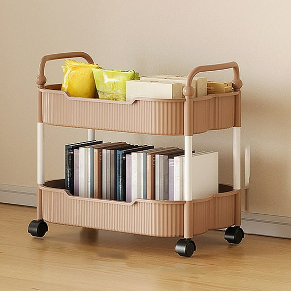 2 Layer Kitchen Storage Carts, 13.77x6.29x15.35 Inch Storage Rack with ...