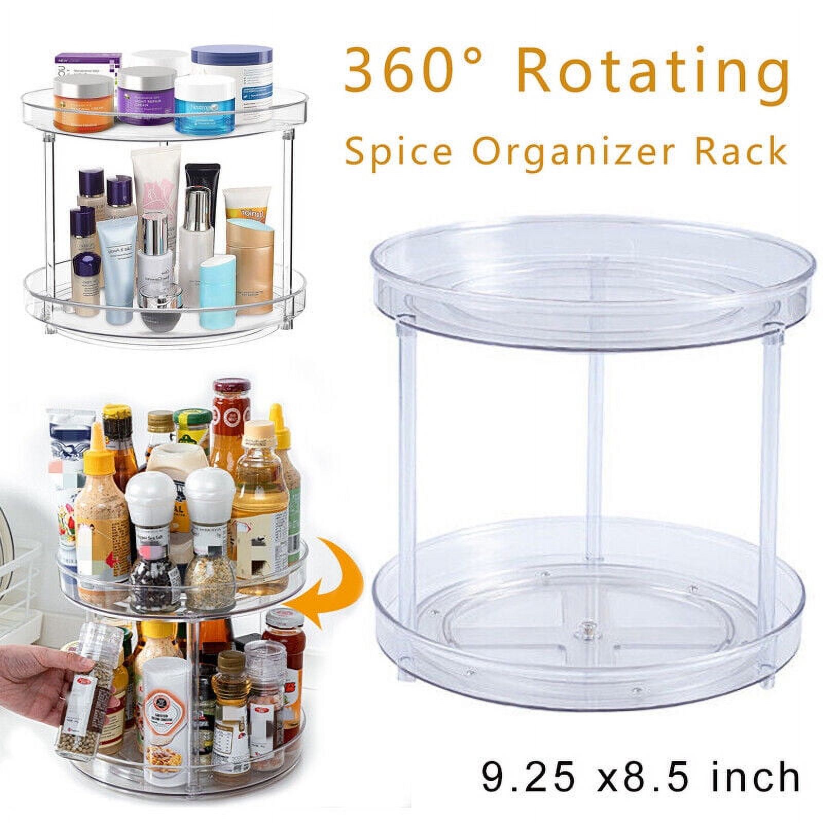 2-Layer Kitchen Storage Holder 360° Rotating Jars Spice Rack Table ...