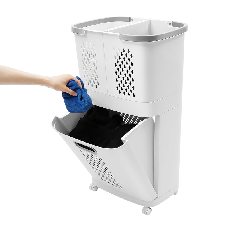 2-Layer Laundry Basket Storage Basket Layered Storage, Hollow Design ...