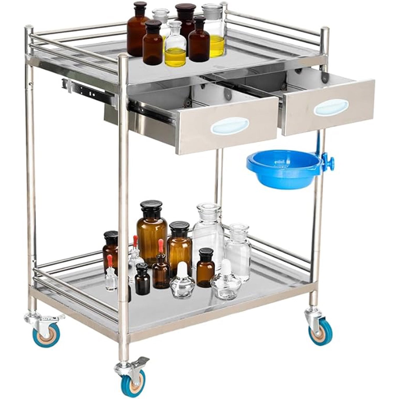 2 Layer Medical Hospital Lab Household Utility Carts, Stainless Steel ...