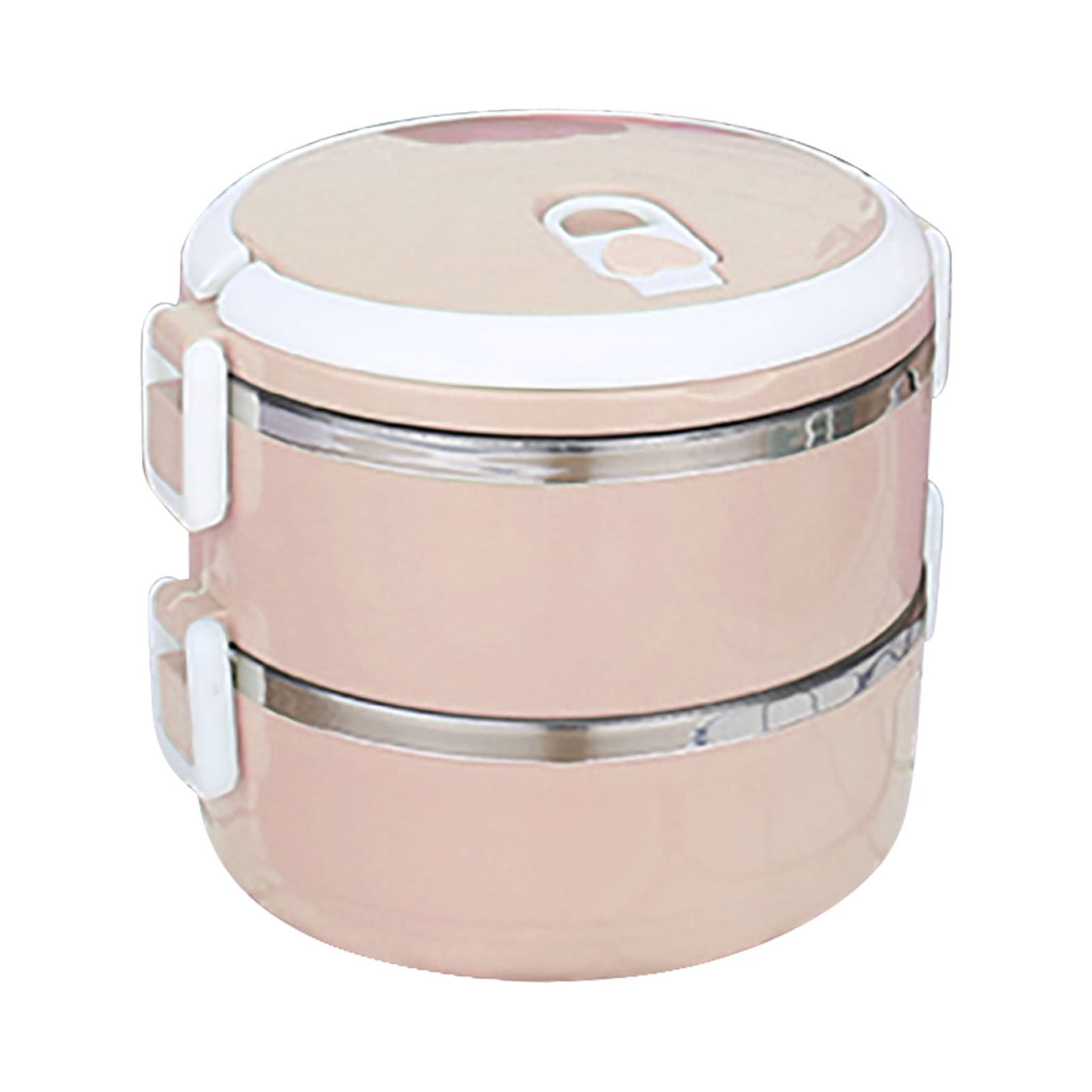 2 Layer Round Lunch Box, Stainless Steel Food Storage, Insulated Hot ...