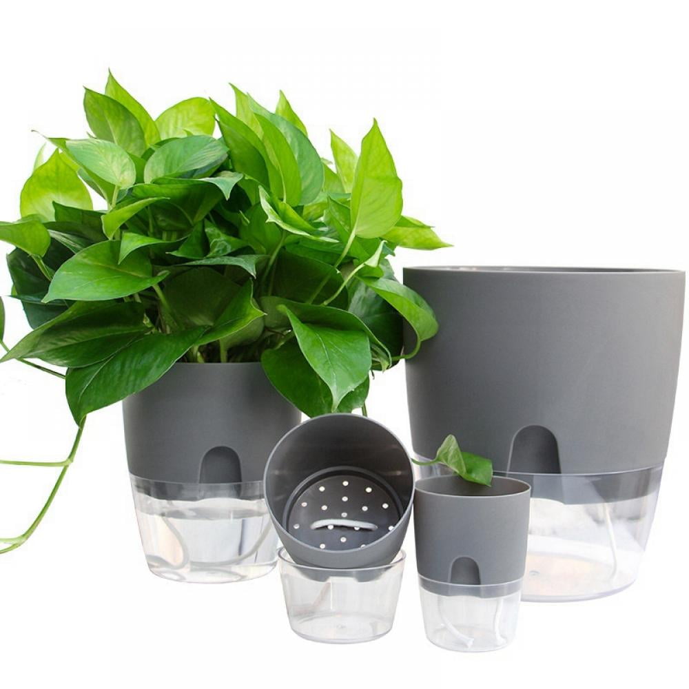 2 Layer Self Watering Planter, Clear Plastic Automatic-Watering Planter ...