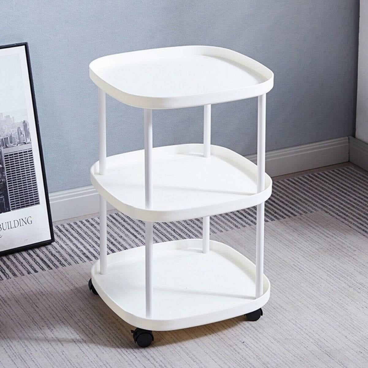 2 Layer Side Table w/Wheels Sofa End Table NightStand for Bedroom ...