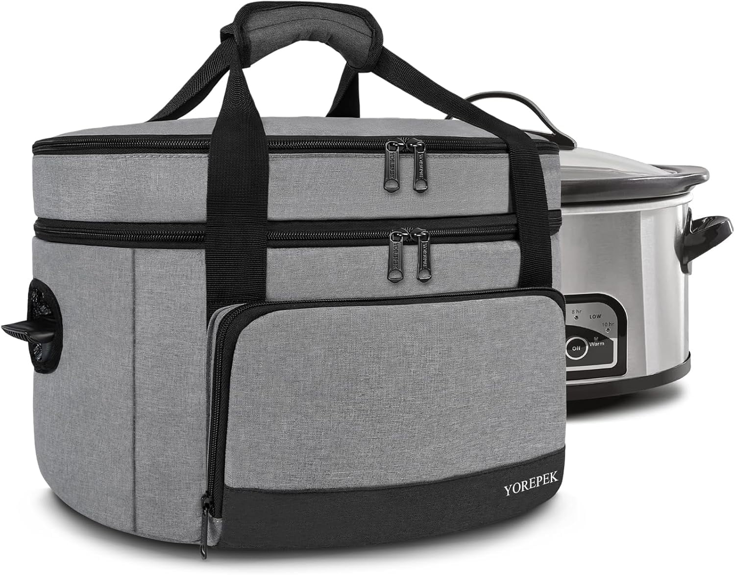 2 Layer Slow Cooker Carrier, Compatible with 6, 7, 8 Quart , Insulated ...