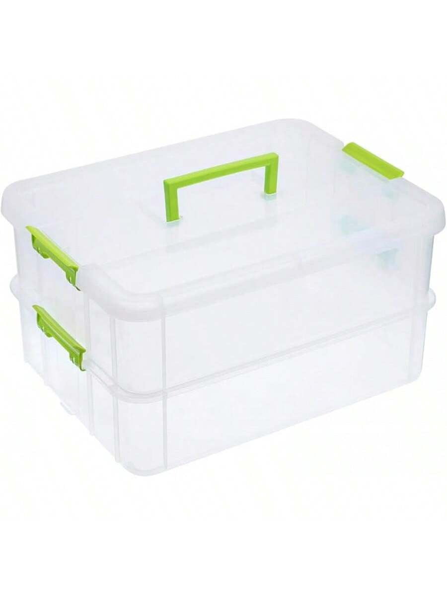 2 Layer Stack & Carry Box, Plastic Multipurpose Portable Storage ...