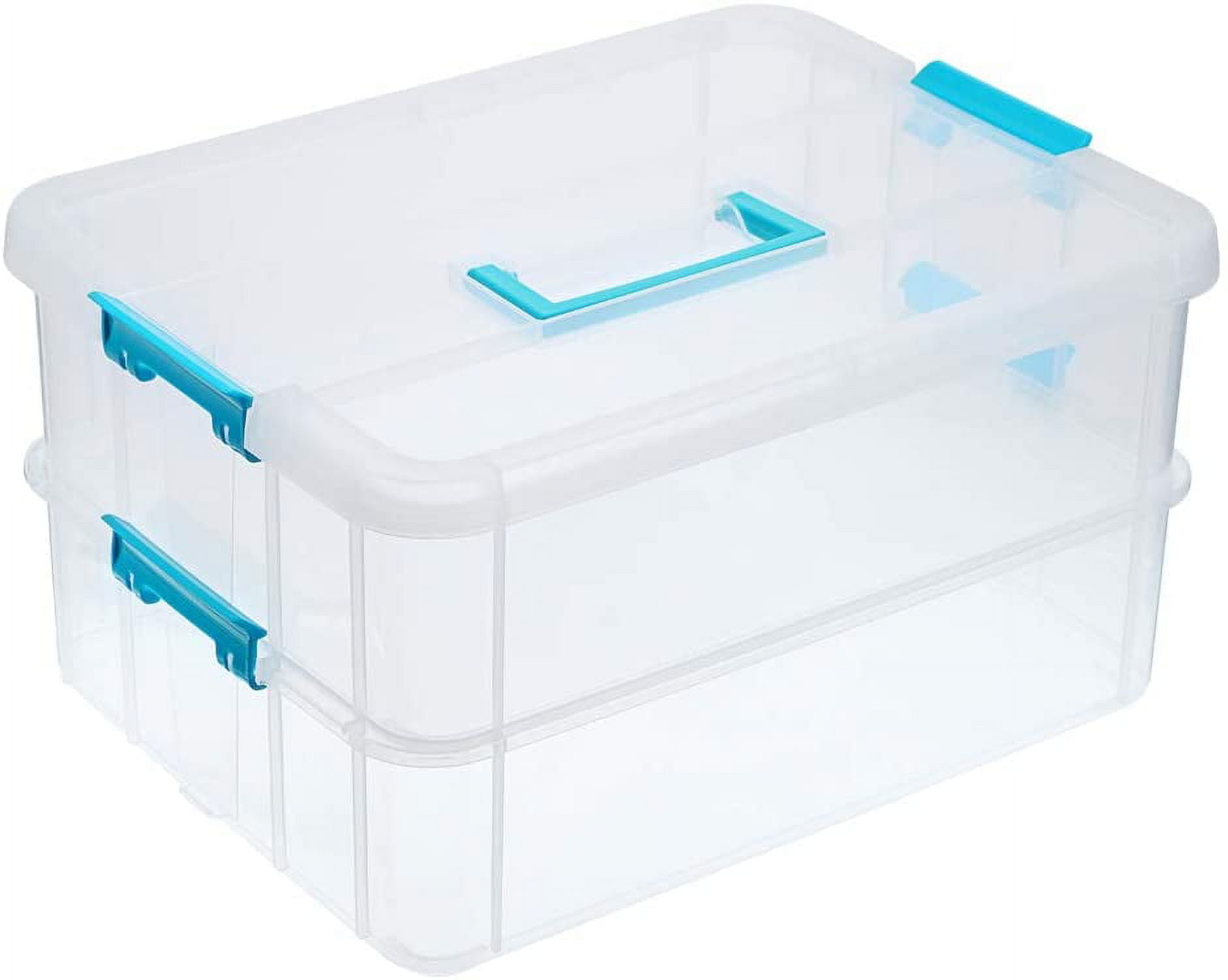 2 Layer Stack & Carry Box, Plastic Multipurpose Portable Storage ...