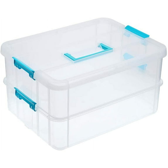 2 Layer Stack & Carry Box, Plastic Multipurpose Portable Storage ...