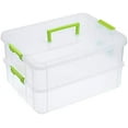 2 Layer Stack & Carry Box, Plastic Multipurpose Portable Storage ...