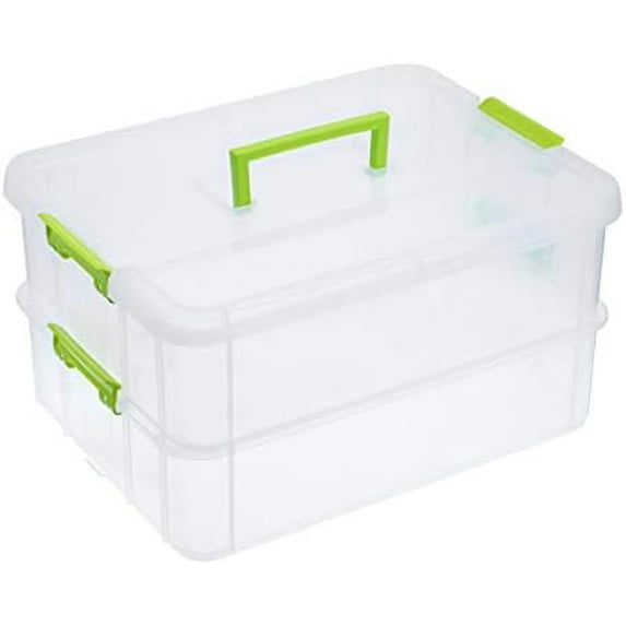 2 Layer Stack & Carry Box, Plastic Multipurpose Portable Storage ...